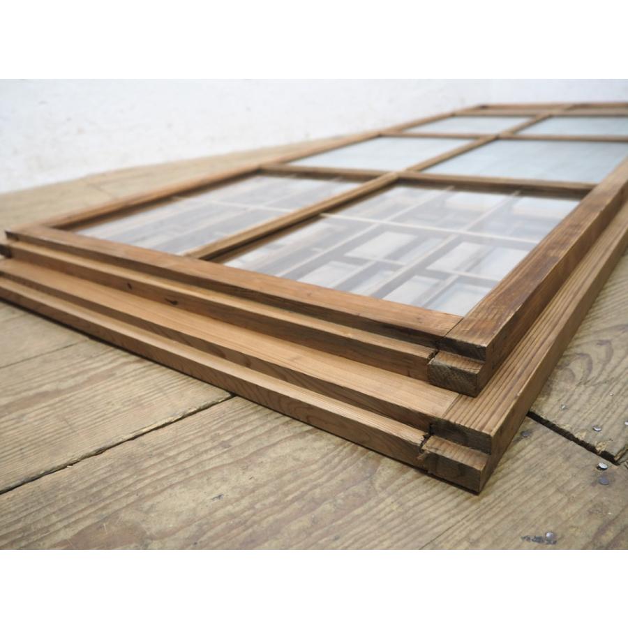 タE0193 (1)【H176,5cm×W67,5cm】×2枚 アンティーク 格子デザインの古い木製ガラス戸 建具 引き戸 玄関戸 古民家 ...