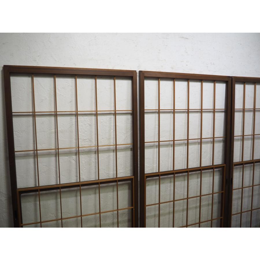 タE0766 (1)【H176,5cm×W94,5cm】×4枚 シンプルなデザインのレトロな雪見障子戸 建具 ガラス戸 引き戸 中古住宅 和室 ...