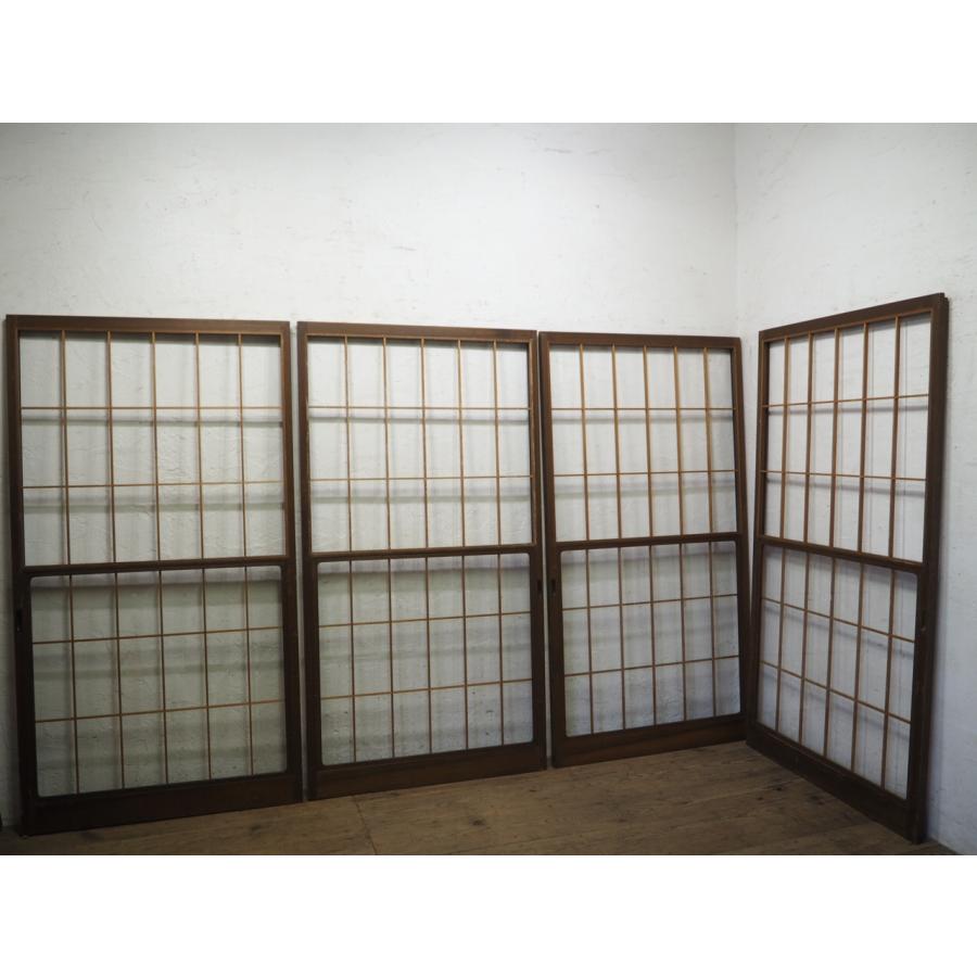 タE0766 (1)【H176,5cm×W94,5cm】×4枚 シンプルなデザインのレトロな雪見障子戸 建具 ガラス戸 引き戸 中古住宅 和室 ...