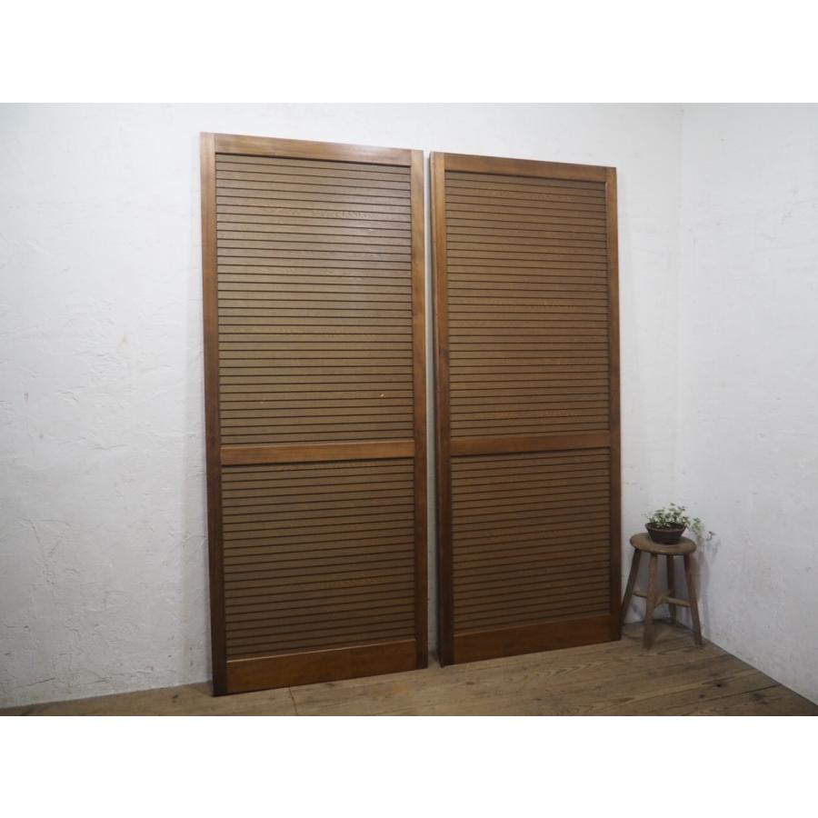 タH0476 (1)【H199cm×W81cm】×2枚 ヴィンテージ ルーバーデザインの大きい木製建具 板戸 鎧戸 サッシ インテリア 建材 レトロN松 : secondhand012 ...