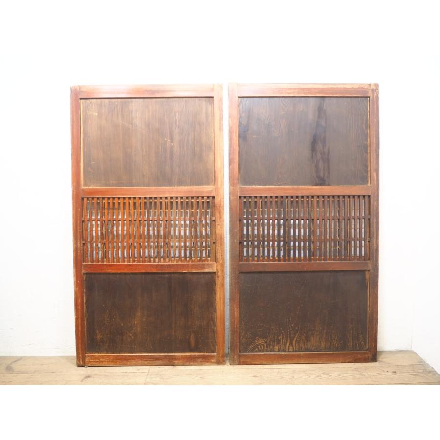 タJ0448 【H177cm×W94,5cm】×2枚 アンティーク 裏障子付き 味わいのある古い木製引き戸 建具 格子戸 板戸 古民家 和室 ...