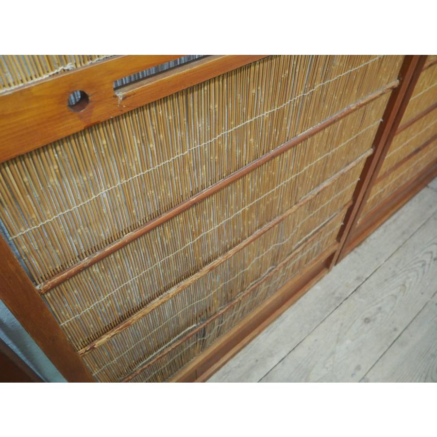 タO0974 【H176cm×W89cm】×4枚 レトロな味わいの古い簾戸 建具 引き戸 素戸 葦戸 夏戸 夏障子 すだれ 古民家 町家 インテリアN松 : secondhand012 ...