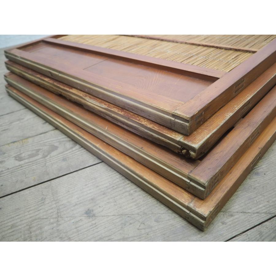 タO0974 【H176cm×W89cm】×4枚 レトロな味わいの古い簾戸 建具 引き戸 素戸 葦戸 夏戸 夏障子 すだれ 古民家 町家 インテリアN松 :o0974-N ...