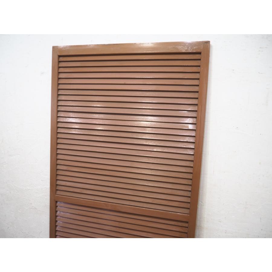 タQ0508 (2)【H187cm×W93,5cm】 素敵なルーバーデザインの大きい木製引き戸 建具 板戸 サッシ 中古住宅 建材 レトロ ...