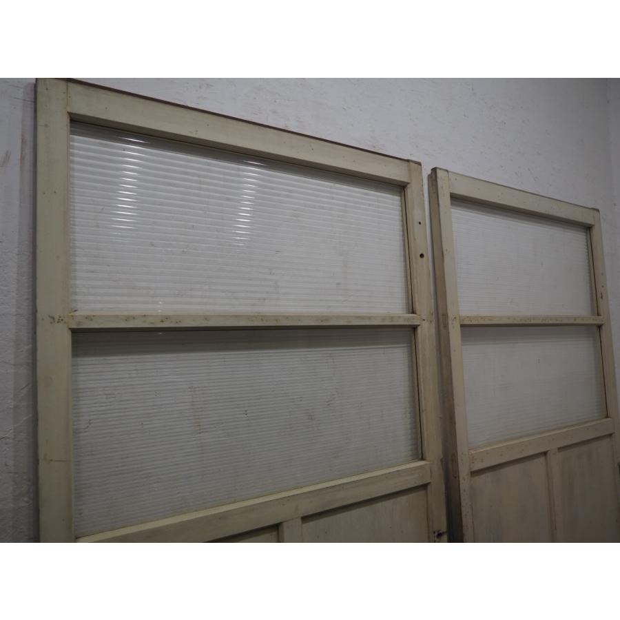 タS0647 (2)【H176cm×W86,7cm】×2枚 モールガラス入り ペンキの剥げた古い木製引き戸 古建具 ガラス戸 レトロ シャビーシックM松 : secondhand012 ...