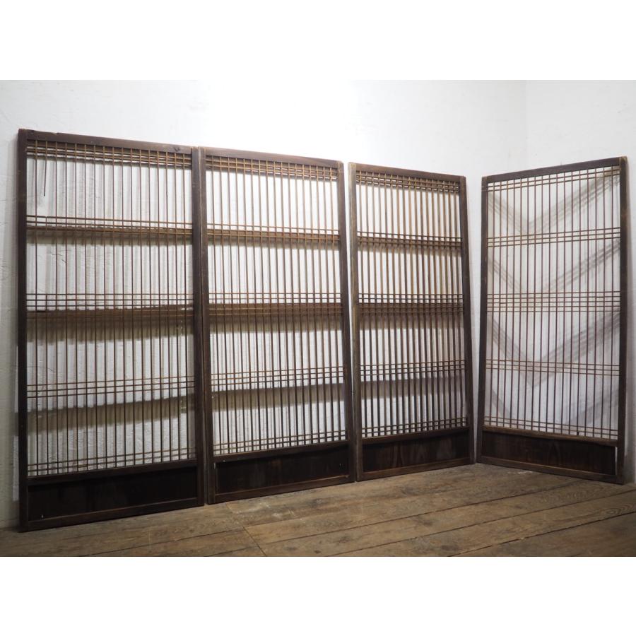 タU0200 【H154,5cm×W70cm】×4枚 長年使い込まれた古い障子戸 古建具 引き戸 サッシ 内装 古民家 レトロ アンティーク ...