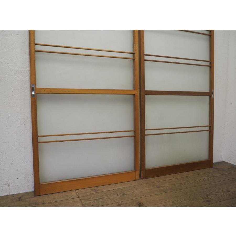 タU992 【H176cm×W87,5cm】×2枚 レトロな味わいの古い木枠ガラス戸 建具 引き戸 サッシ 建材 中古住宅 リフォーム ビンテージK笹1 :u992-4 ...