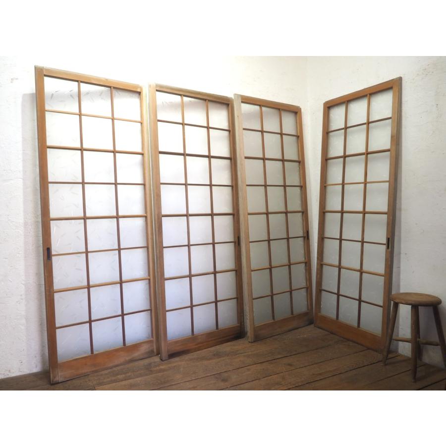 タV0021 (1)【H176cm×W67,7cm】×4枚 昭和レトロなデザインガラスの古い木枠引き戸 建具 ガラス戸 サッシ 内装 中古住宅 リフォームN松 : secondhand012 ...