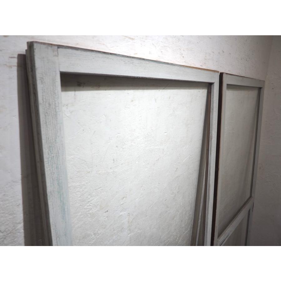 タW1014 【H176cm×W91cm】×2枚 ヴィンテージ しっかりとした古い木枠ガラス戸 古建具 引き戸 玄関戸 サッシ レトロ ...