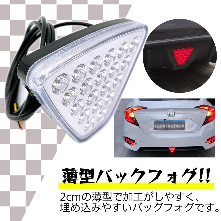 Meliore F1風 LED バック フォグ ランプ ライト 12V 20発 点灯 点滅 汎用 センター リア レンズ 薄型 ブレーキ スモーク 連 : セカンドリッチ - 通販 ...