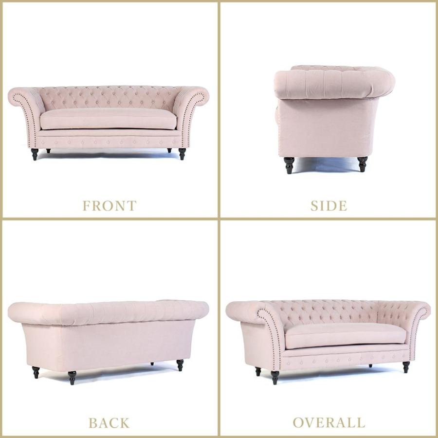 チェスターフィールドソファ VJCシリーズ 3人掛け シャーベットピンク(ファブリック) vjc3f237k ソファ 姫系 おしゃれ サロン かわいい リプロ E 187*82*66 ...