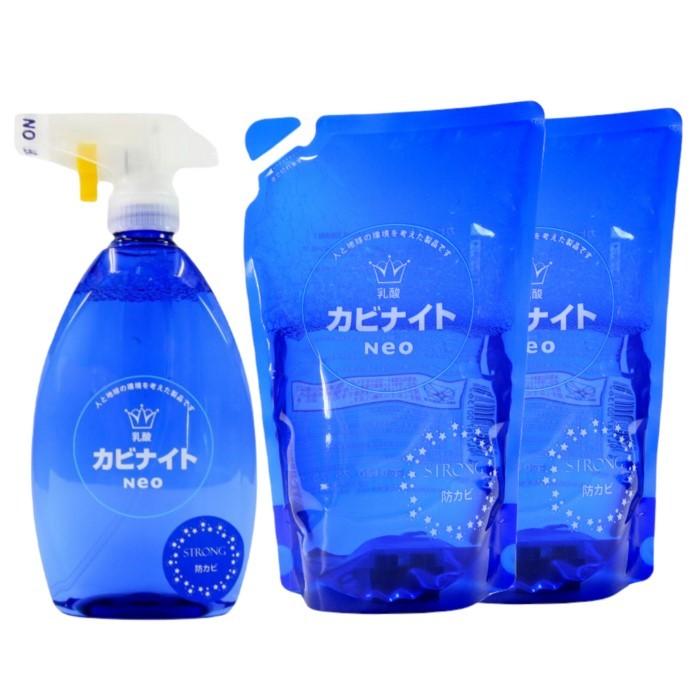 乳酸カビナイトNeo Strong 防カビプラス 500mlスプレーボトル＋440ml詰替え2個 飛雄商事 カビナイトネオ ストロング 3点セット ミントの香り カビ取り洗浄剤 : シーズ ...