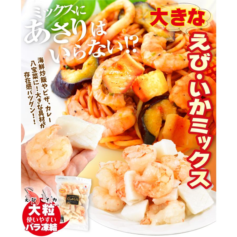 海鮮 大きな えび・いかミックス 860g シーフードミックス むき海老 いか 大粒 バラ凍結 加熱用 430g×2袋 チャック付き 業務用 冷凍便 : f88118 : 食みらい・国華園 ...