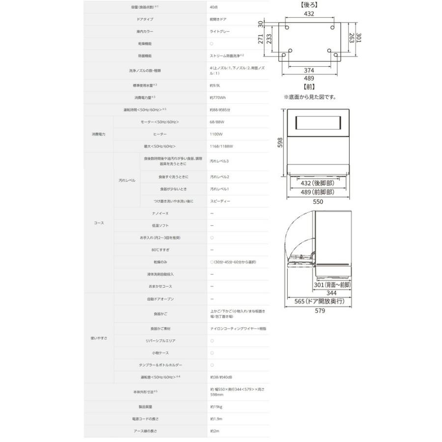 Panasonic 食器洗い機 レギュラータイプ 卓上型食器洗い乾燥機 容量：食器点数40点 5人用 パナソニック NP-TA5-W 食器洗い乾燥機 ホワイト : リフォームの生活堂 - 通販 ...