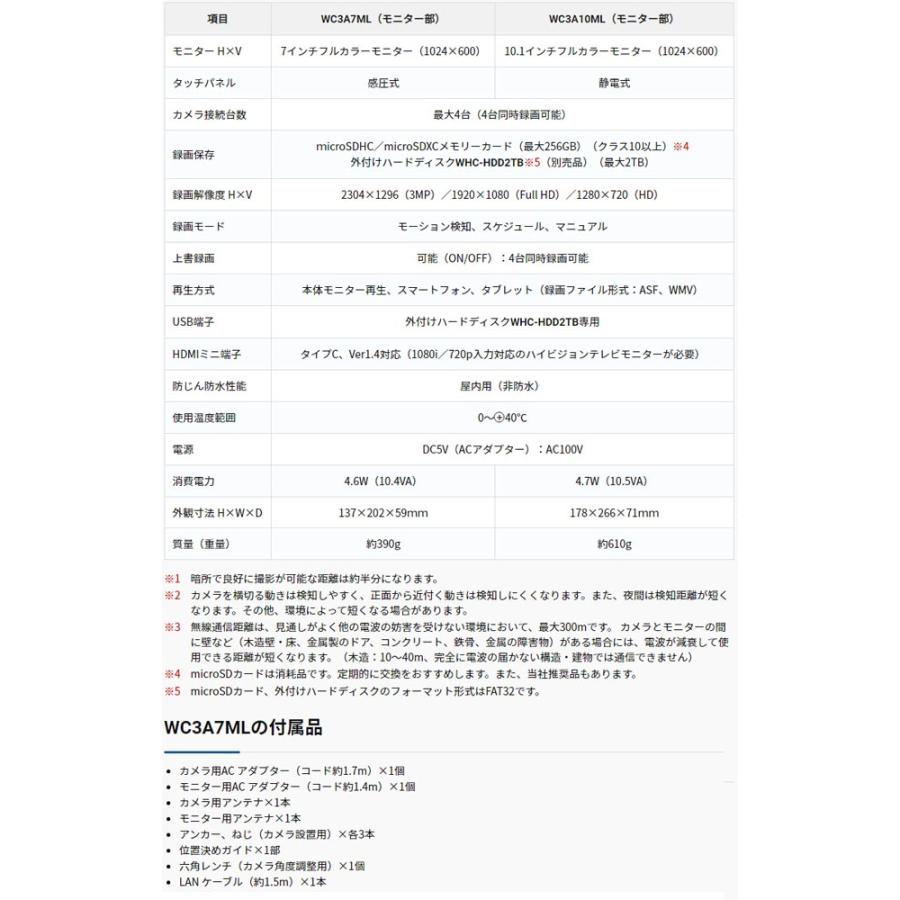 防犯カメラ 10.1インチモニター マスプロ WC3A10ML モニター＆カメラセット ワイヤレスカメラセット : wc3a10ml : リフォームの生活堂 - 通販 - Yahoo!ショッピング