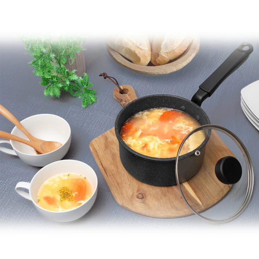 鍋 片手鍋 16cm ih 蓋付き ライトセンスマーブル | ソースパン IH 16 cm IH対応 ガス火 オール熱源 キズに強い こびりつきにくい 長持ち PFOA PFOS フリー シン ...