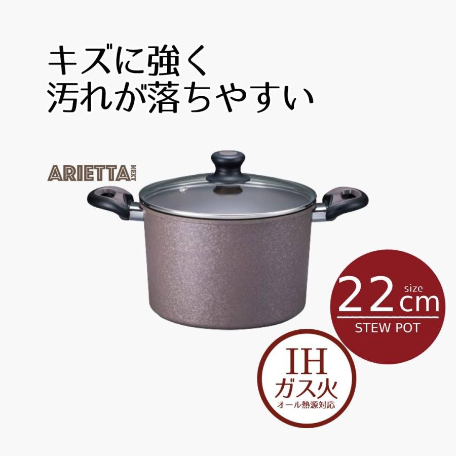 鍋 両手鍋 ih 22 シチューポット 22cm アリエッタネクスト | ガス火 IH対応 オール熱源 22センチ フッ素加工 ガス こびりつきにくい 両手 なべ ナ : 生活空間 - 通販 ...