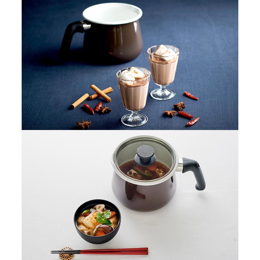 ホーロー マルチポット 2.2L M IH対応 モカグレー MB-2611 rinto 和平フレイズ | 片手鍋 ホーロー鍋 鍋 蓋付き IH ...