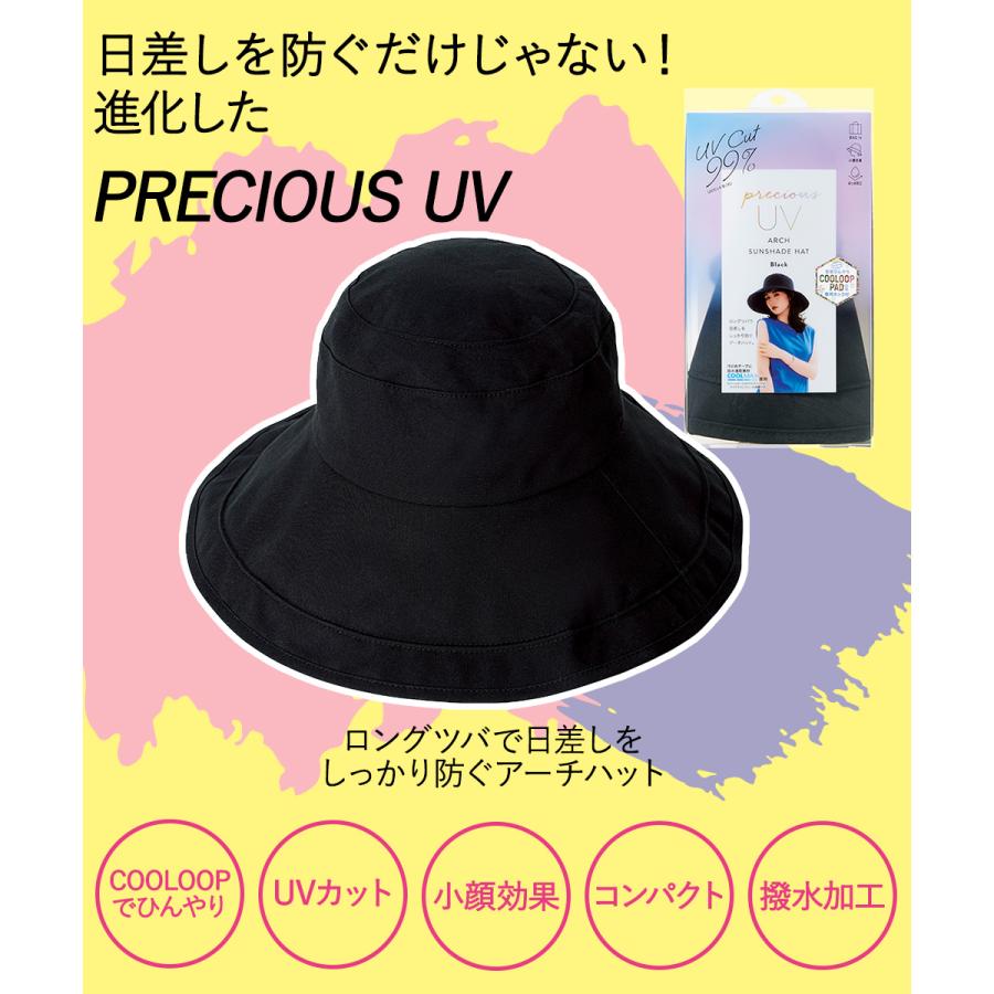 UVカット ツバ広 アーチサンシェードハット ブラック PRECIOUS UV & COOLOOP PAD セット コジット | 帽子 紫外線 カット 通気性 紫外線対 : e103-a ...