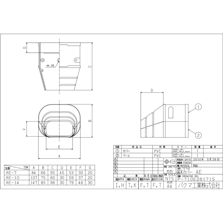 BEAR バクマ工業 配管化粧カバー 端末カバー 機器接続部用 AE-10 : セイコーテクノ - 通販 - Yahoo!ショッピング
