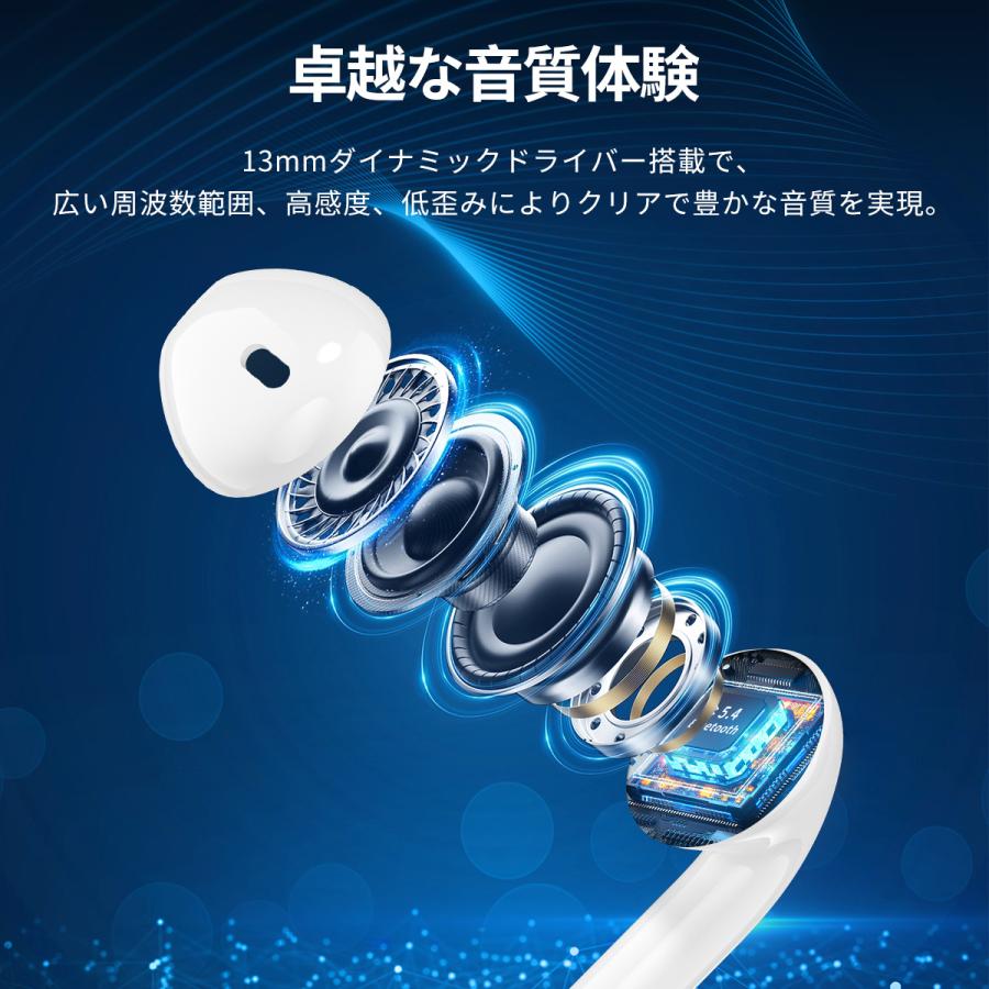 WAPIK ワイヤレスイヤホン 5.4 Bluetooth HiFi 高音質 iPhone Android対応 ENCノイズキャンセリング 自動ペア ワイヤレス イヤホン 2024最新版 ...