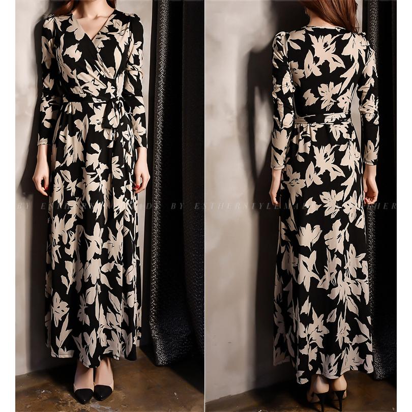 春秋 ワンピース レディース 30代40代 半袖 Vネック タイト ラップ