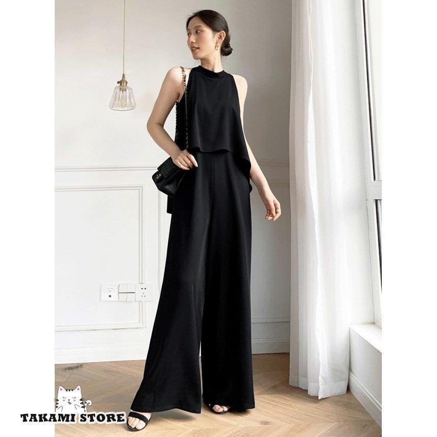 かっこいい パンツドレス パーティードレス レディース 韓国 結婚式 お呼ばれドレス パンツ オールインワン ジャンプスーツ ノースリーブ 黒 白 :zh230511-a1030:セイウン ...