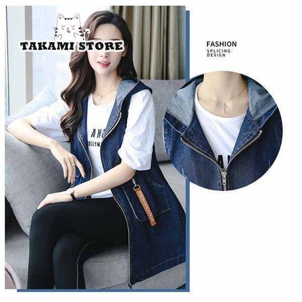 デニムベスト ジレ レディース ベスト デニム ノースリーブ ロングベスト フード付き アウター トップス オシャレ デニムジャケット OL通勤 Gジャン : zh230511-a783 ...