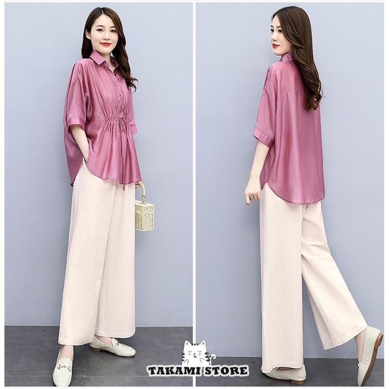 セットアップ レディース 夏 接触冷感 春 半袖 トップス ワイドパンツ 50代 40代 30代 20代 きれいめ 黒 ワンマイル ルームウェア おしゃれ : zh230511-a882 ...