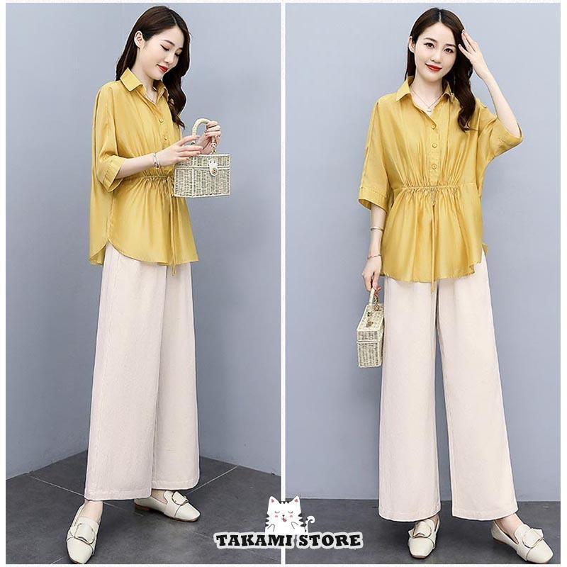 セットアップ レディース 夏 接触冷感 春 半袖 トップス ワイドパンツ 50代 40代 30代 20代 きれいめ 黒 ワンマイル ルームウェア おしゃれ : zh230511-a882 ...