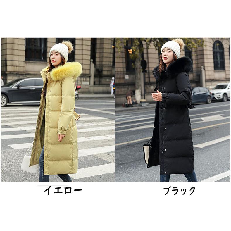 ダウンコート コート レディース ロングファー付き 帽子付き ポケット