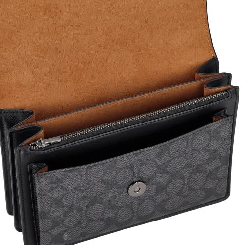 コーチ アウトレット ショルダーバッグ レディース シグネチャー ブラック COACH OUTLET CV978 QBMI5 チャコール ...