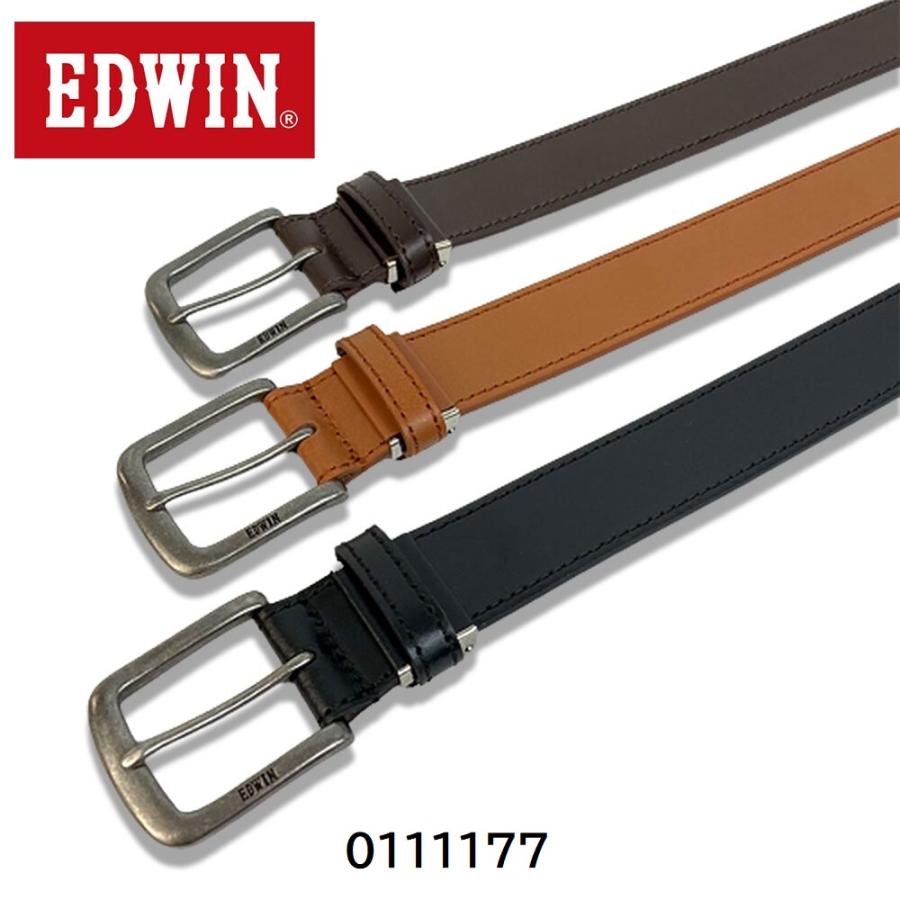 EDWIN エドウィン 35mm レザーベルト 床革 カジュアル シングルステッチベルト メンズ レディース ニッケルフリーメッキバックル 少し太め 0111177 : TE@M SELECT ...