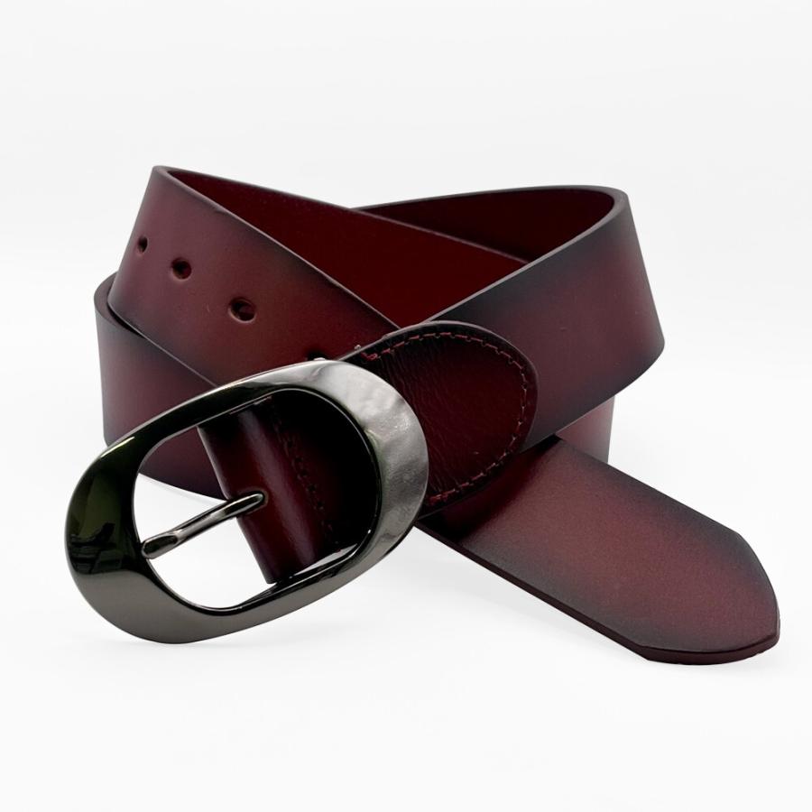 40mm グラデーション レザーベルト ブラックニッケル ラウンドバックル