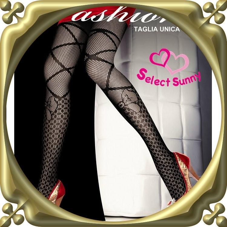 セクシーストッキング 黒 網 タイツ パンスト リボン柄 クロスライン 美脚 j8022(j8022) : j8022 : セレクトサニー - 通販 - Yahoo!ショッピング