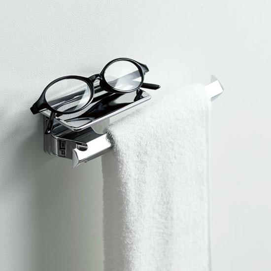 KAWAJUN タオルレール シェルフ付き SE-189-XC | 棚付 棚 タオルハンガー タオルホルダー タオル掛け おしゃれ キッチン 洗面所 トイレ 簡単 取付 DIY 新築 新居 ...