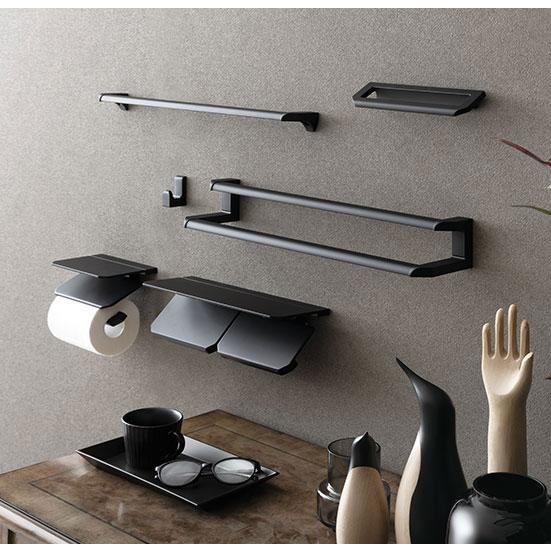 KAWAJUN タオルレール SE-391-003 | ブラック 黒 タオルハンガー タオルホルダー タオル掛け おしゃれ キッチン 洗面所 トイレ 簡単 取付 カワジュン 河淳 :se ...