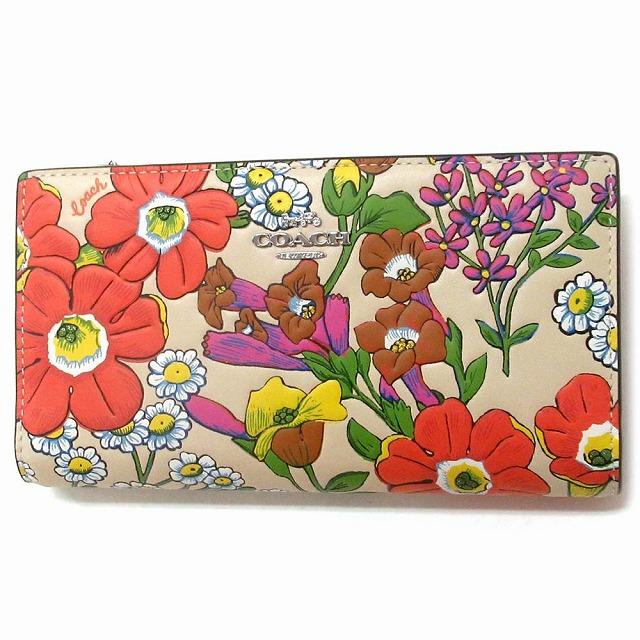 COACH コーチ レザー財布 アウトレット フローラルプリント スリムジップウォレット 長財布 CR619 SVIO : セレクトAG ...