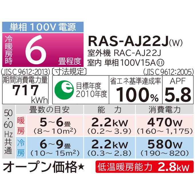 エアコン 日立 6畳用 2.2kw 即日発送 送料無料 新品 HITACHI 白くまくん RAS-AJ22 激安大特価 : セレクトホーム - 通販 - Yahoo!ショッピング