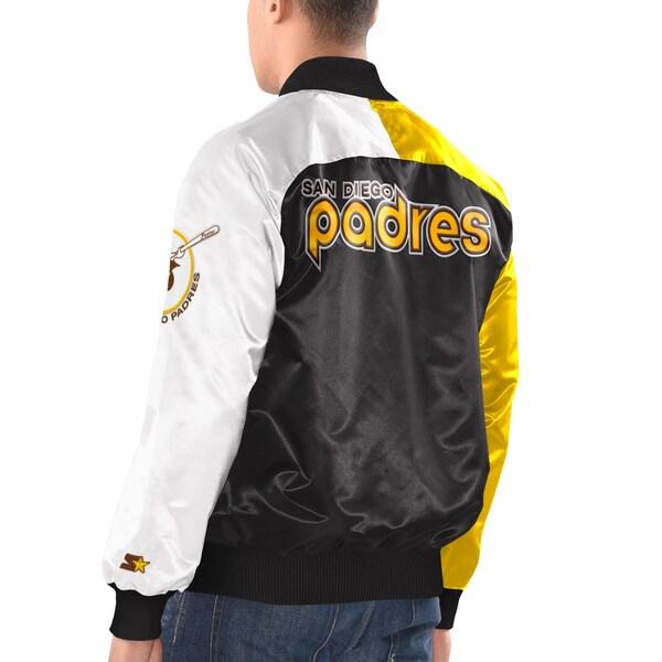 MLB パドレス スタジャン Varsity 3カラー サテン フルスナップ MLB パドレス スタジャン Varsity 3カラー サテン フルスナップ
