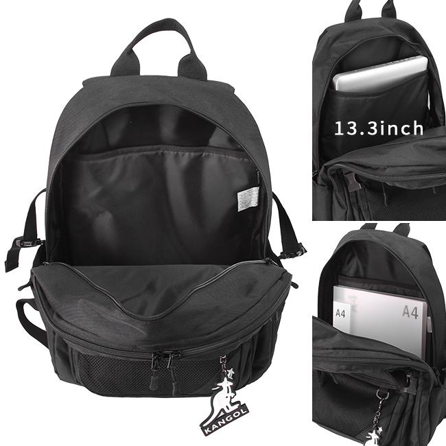 KANGOL 最大46% 8/31まで カンゴール リュック 通学リュック スクール 30L 大容量 軽量 黒 2層式 通学 女子 男子 中学生 高校生 チャーム付き A4 250-1560 ...