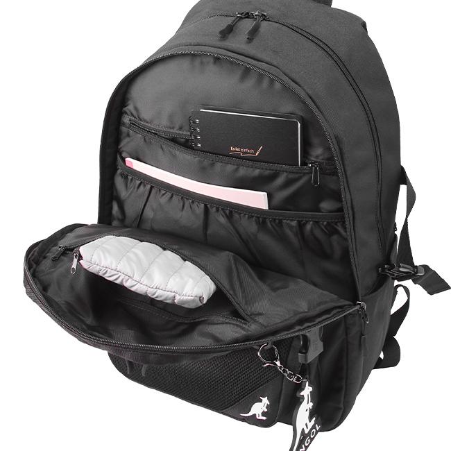 KANGOL 最大46% 8/31まで カンゴール リュック 通学リュック スクール 30L 大容量 軽量 黒 2層式 通学 女子 男子 中学生 高校生 チャーム付き A4 250-1560 ...