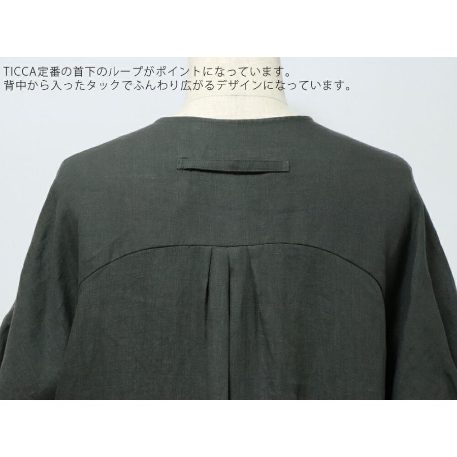 TICCA ツイストスリーブワンピース TBES-409 国産リネン100％ ティッカ 日本製 : 雑貨のお店セレクト・ペンギン - 通販 - Yahoo!ショッピング