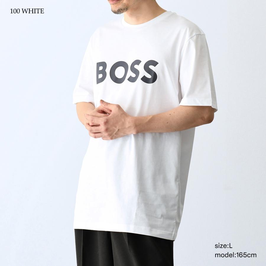 HUGO BOSS ヒューゴ ボス トップス コットンジャージー Tシャツ ラバープリントロゴ付き 50481923 メンズ ホワイト ...