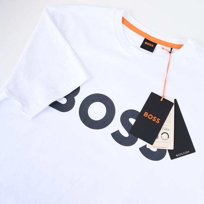 HUGO BOSS ヒューゴ ボス トップス コットンジャージー Tシャツ ラバープリントロゴ付き 50481923 メンズ ホワイト ...
