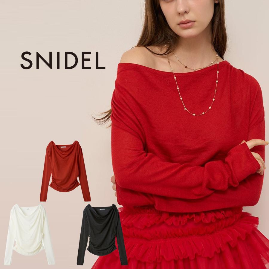 スナイデル SNIDEL ドレープニットトップス swnt255133 レディース アシメネック ワンショルダー シンプル 長袖 2025冬 SNIDEL（スナイデル） ドレープニットトップス swnt255133 レディース