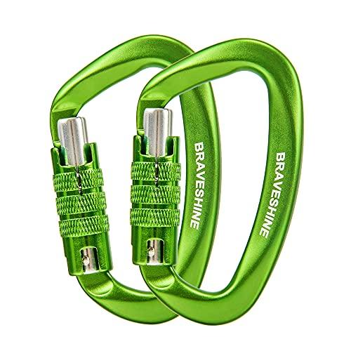 カラビナ 12KN オートロック式 BRAVESHINE 耐荷重1200kg ロックカラビナ Dリング 軽量 ハンモック タープ キャンプ用 ...