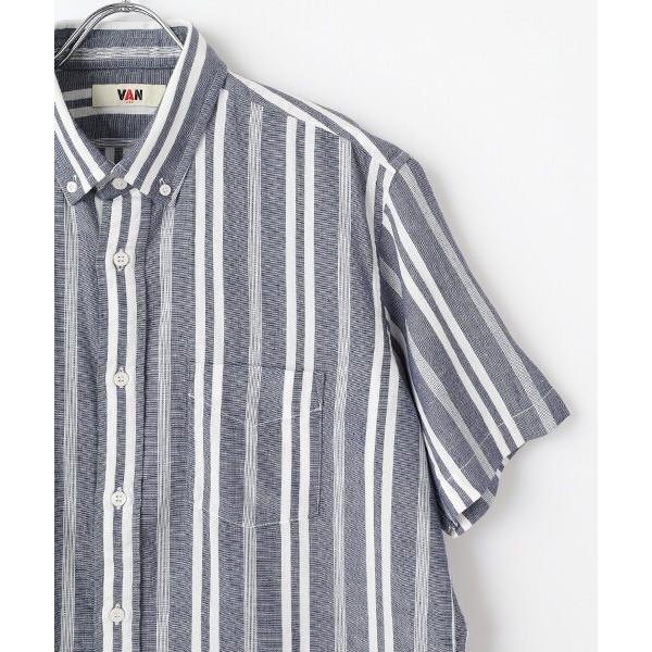 VAN / ヴァン ショートBDシャツ＜綿麻＞＜パナマ織り＞＜ストライプ＞ : タカシマヤファッションスクエア - 通販 - Yahoo!ショッピング