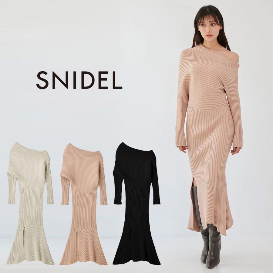 SALE40%OFF スナイデル ワンショルアシメニットワンピース swno245123 レディース ロングワンピース マーメード アシンメトリー 肩出し SNIDEL ...