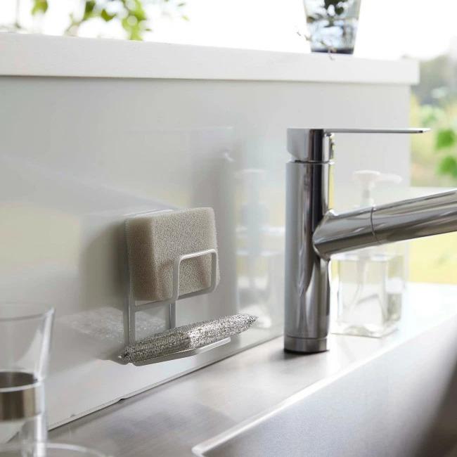 tower フィルムフックスポンジホルダー タワー ダブル 山崎実業 ホワイト ブラック 7017 7018 / ポンジホルダー スポンジ置き ラック 水切り YAMAZAKI [MM1 ...